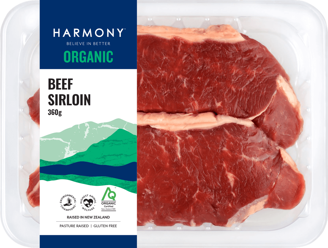 Harmony Organic Sirloin Steak Beef 360g