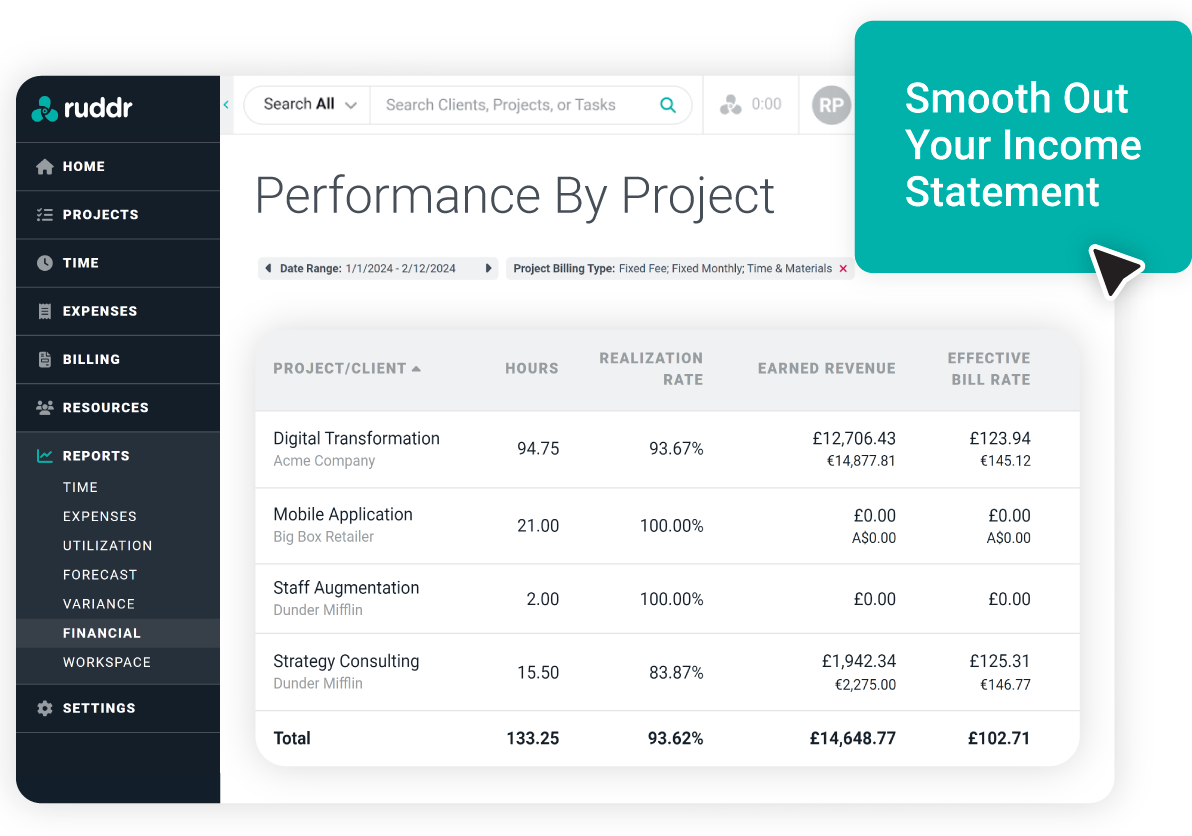 Ruddr - Platform Features - Revenue Recognition