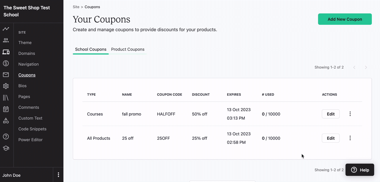 Product Update: An Update to School Coupons - Teachable Blog