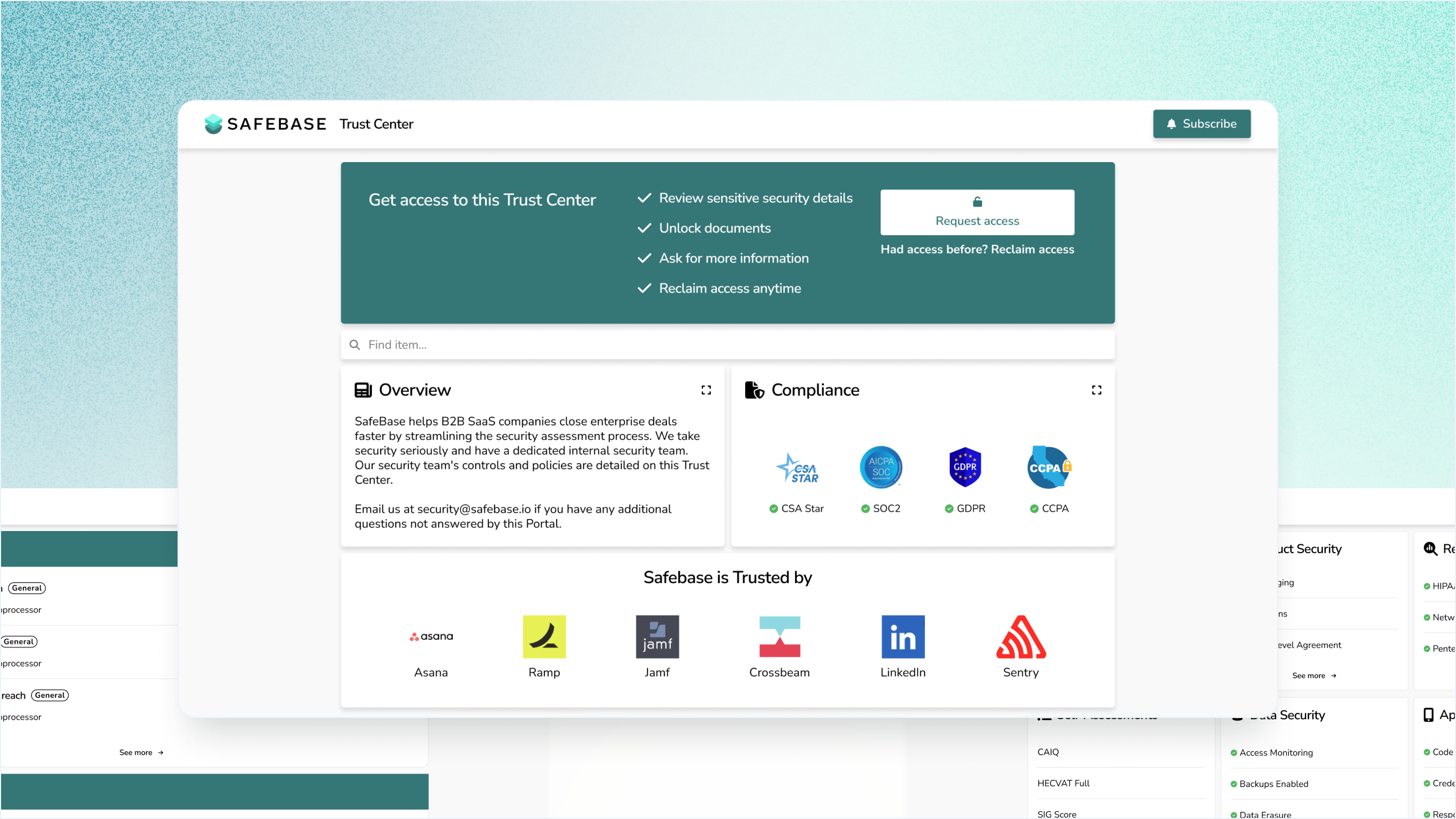 The leading Trust Center platform to build customer trust | SafeBase