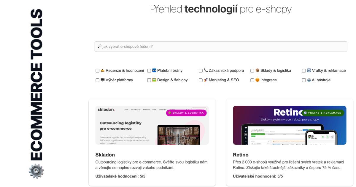 Login | E-commerce Tools | databáze technologií pro e-shopy