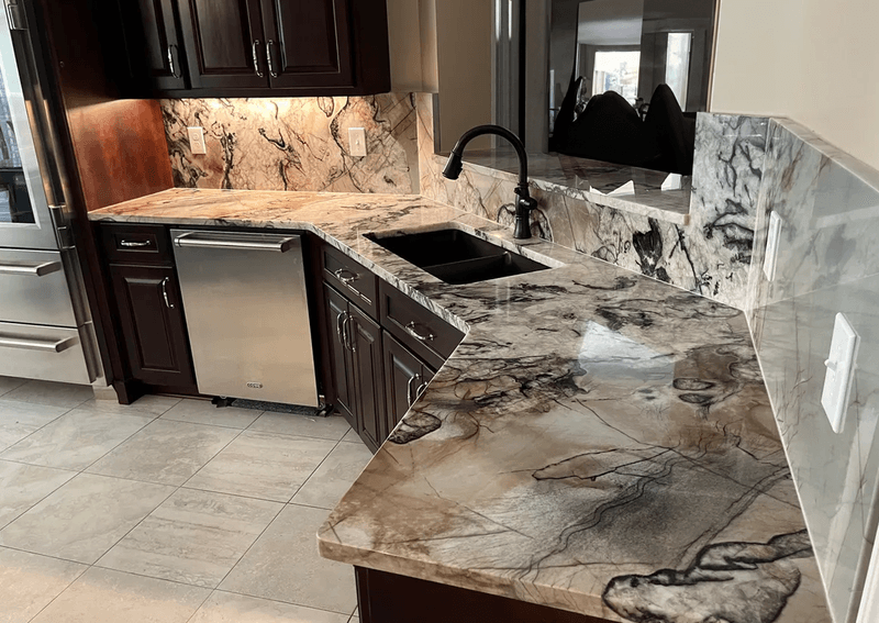 "Laguna Crystal" Quartzite Kitchen - Bedrock Countertops