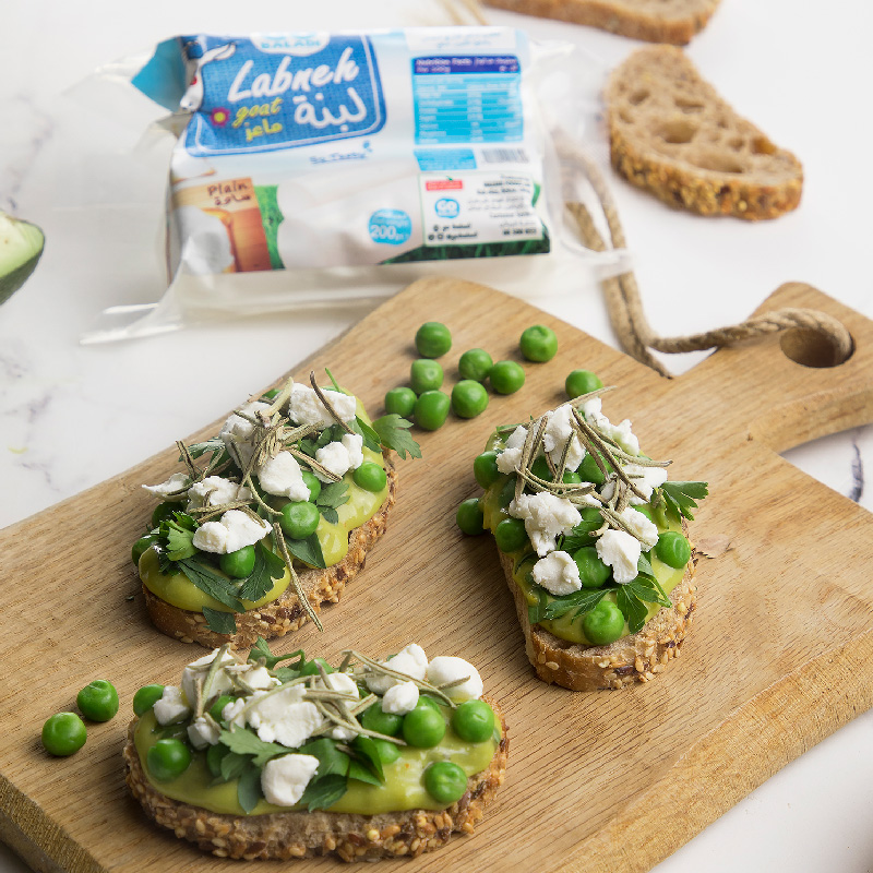 Go Baladi Avocado Toast with Grass Fed Goat Cheese