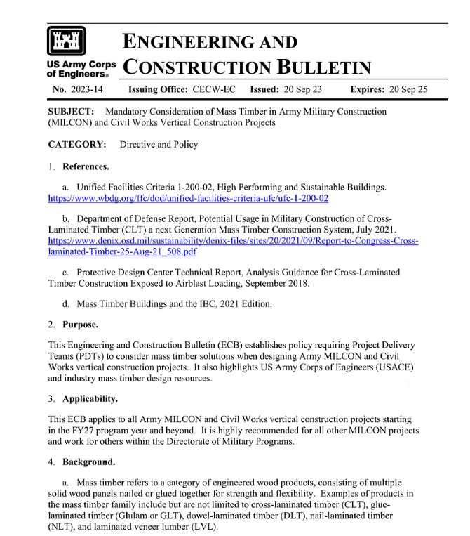 Exploring the Benefits of Mass Timber in Army Construction Projects