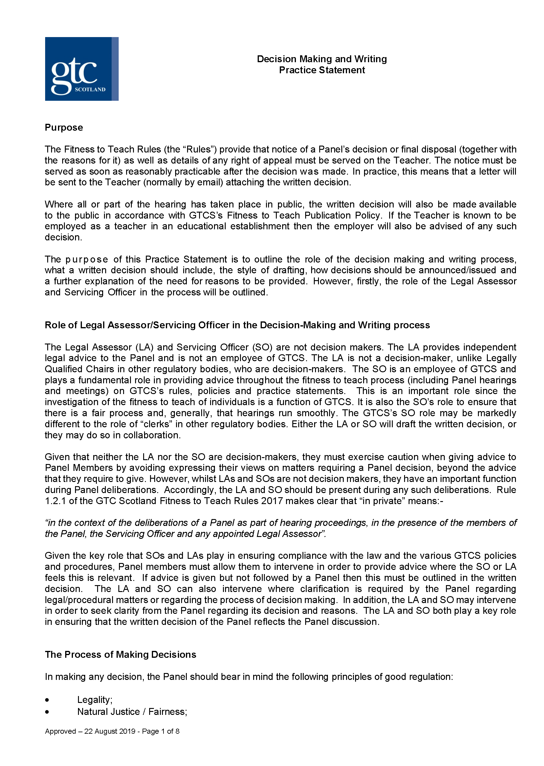 Document > Decision making and writing practice statement