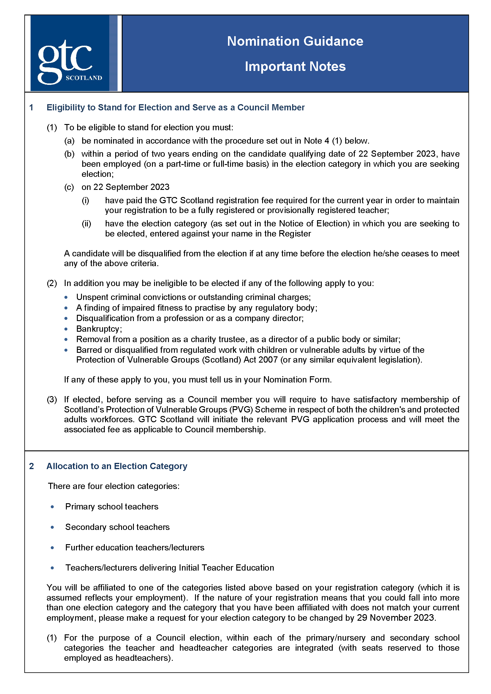 Document > Nomination form guidance and checklist
