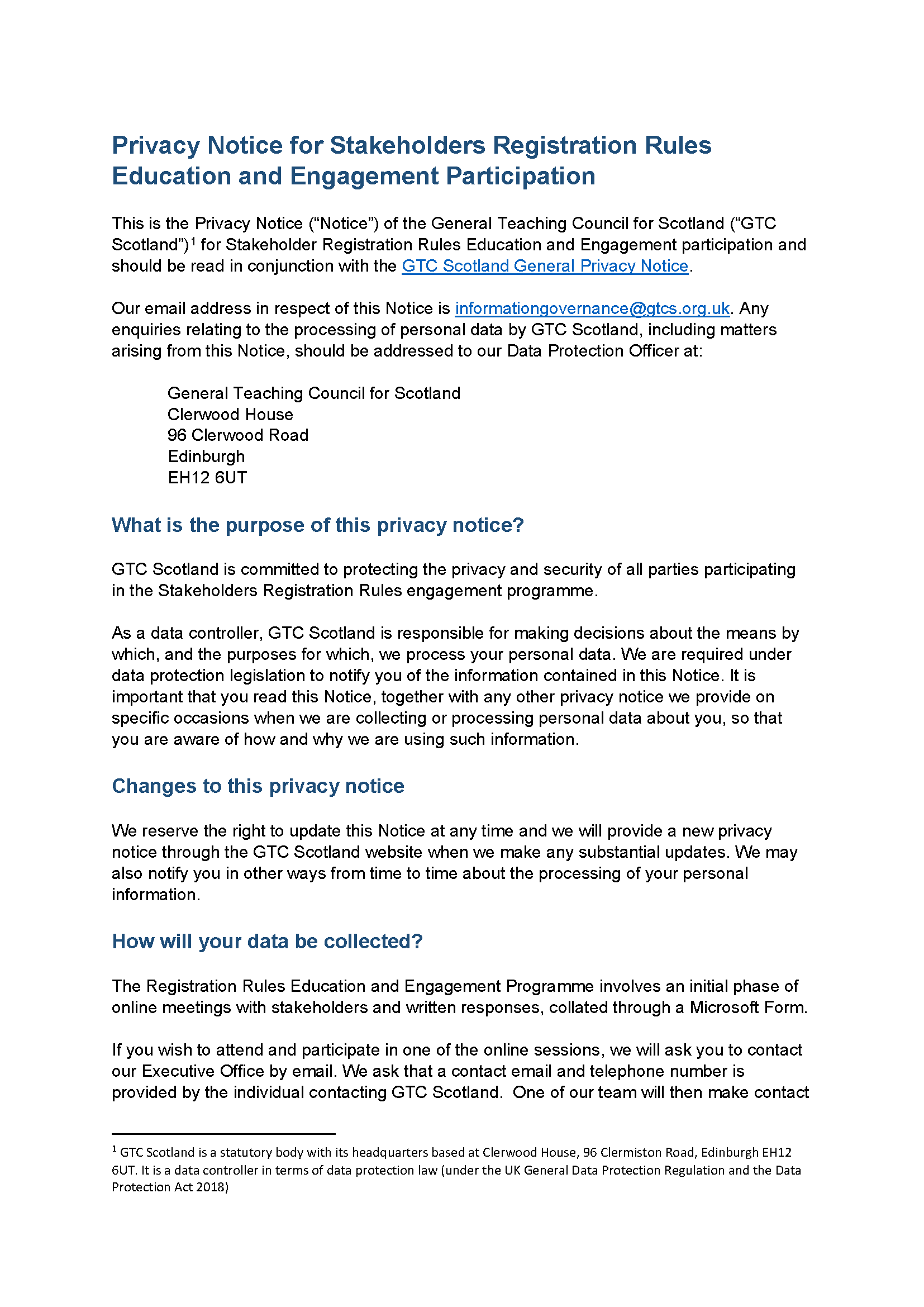 Document > Privacy notice registration rules engagement