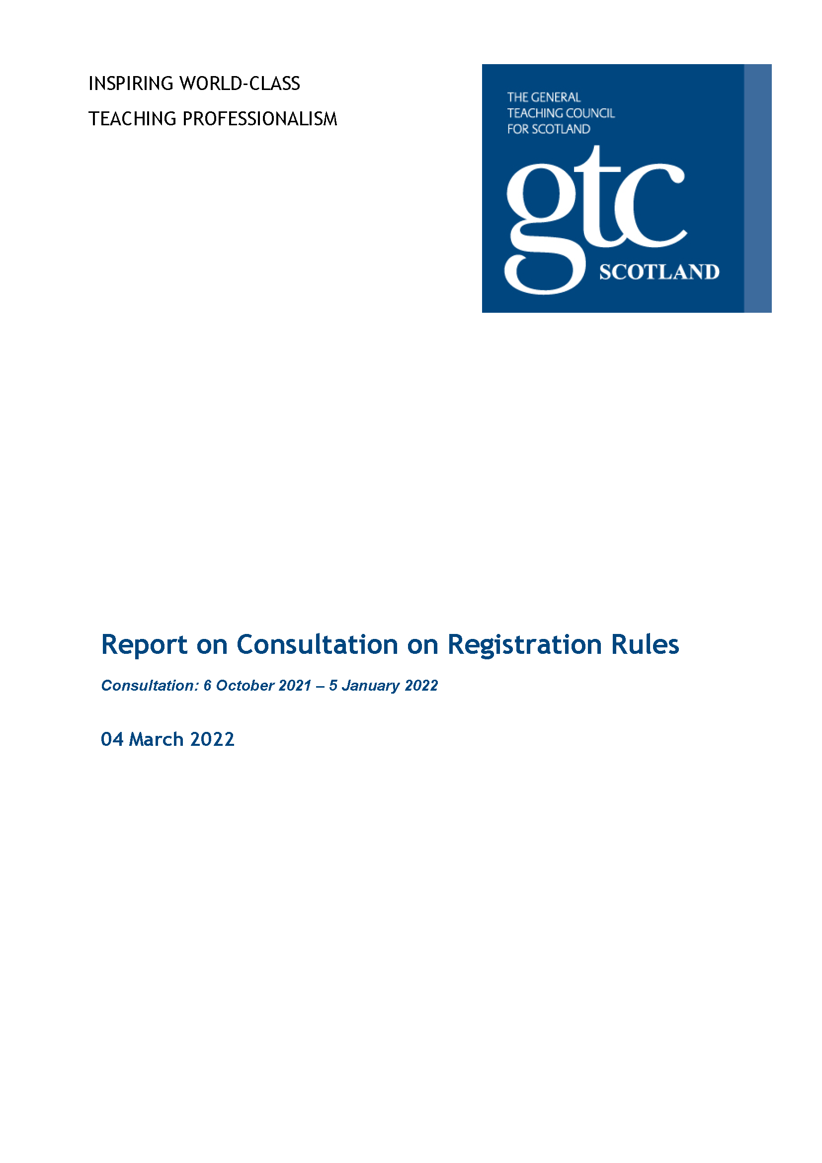 Document > Report on consultation on registration rules