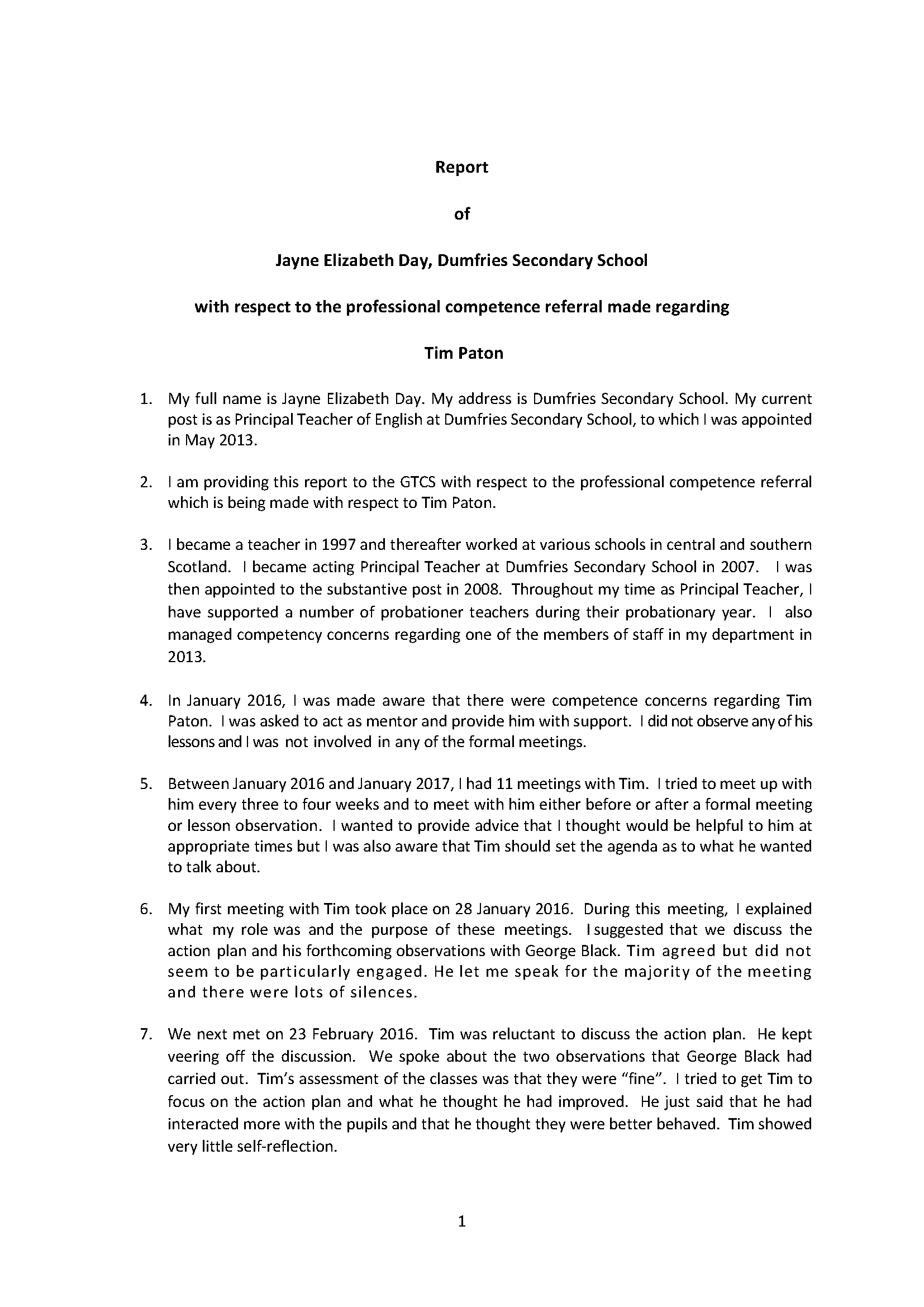 Document > Supporting report Jayne Day case study of Tim Paton