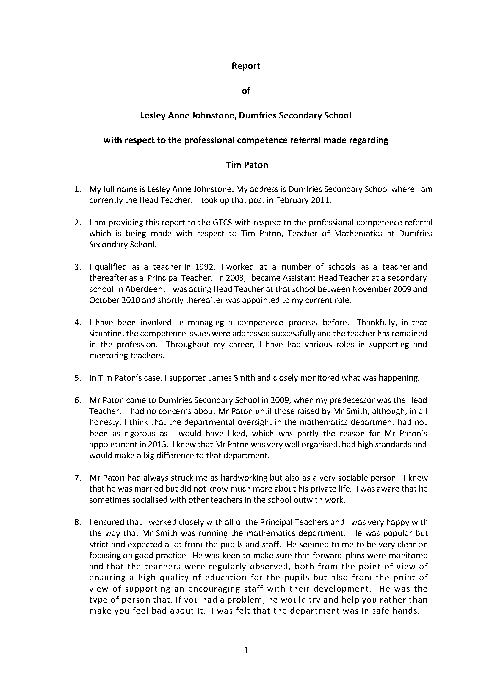 Document > Supporting report Lesley Johnstone case study of Tim Paton
