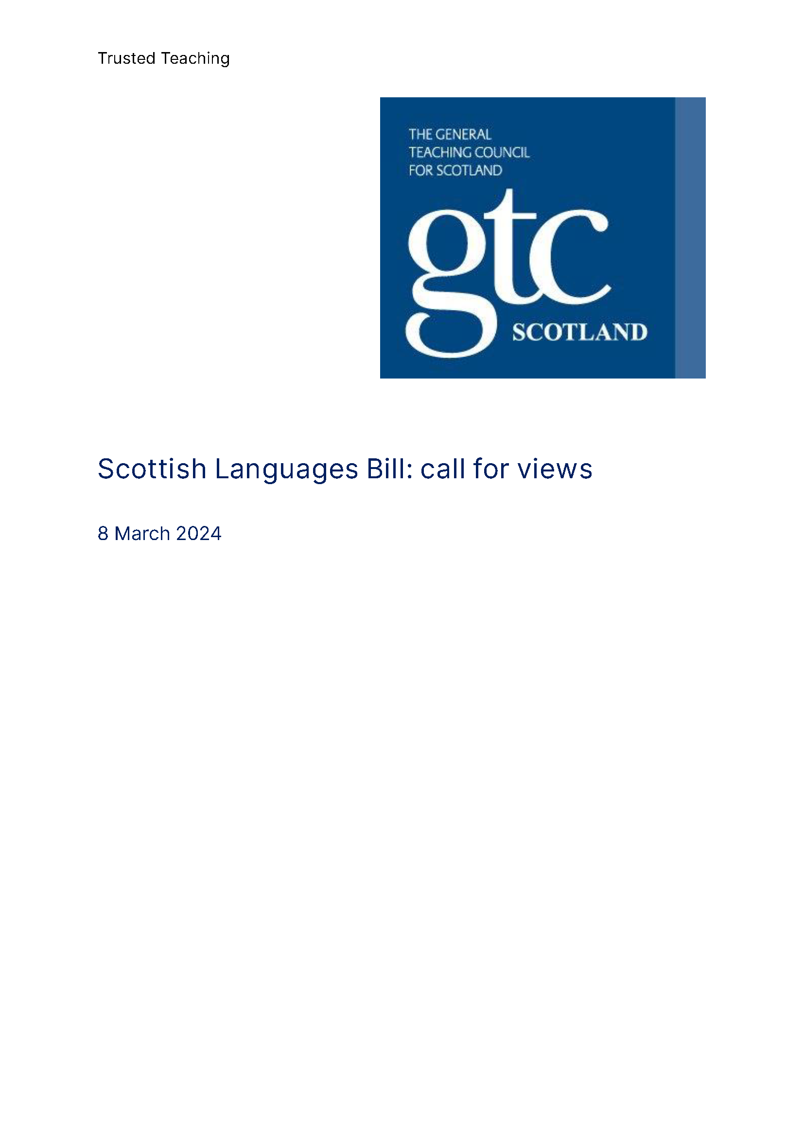 Document > Response to Scottish Languages Bill Call for Views