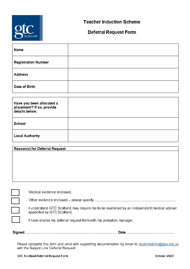Document > Deferral request form