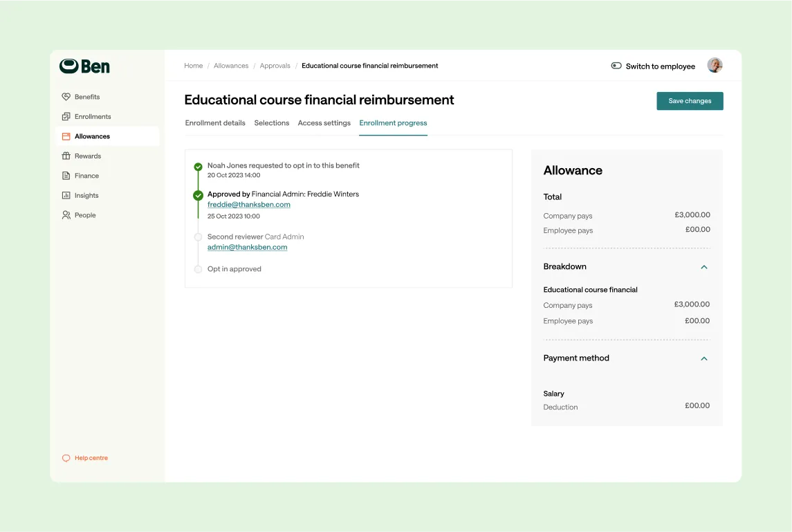 Flexible spending allowances from Ben