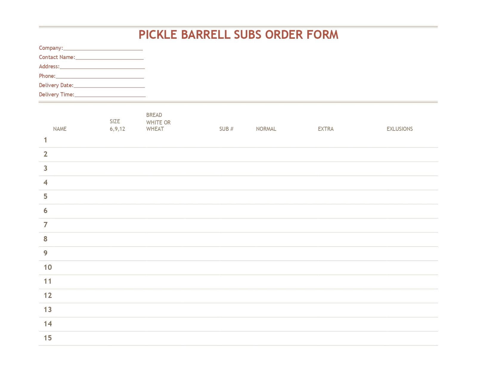 Catering | Pickle Barrell Subs
