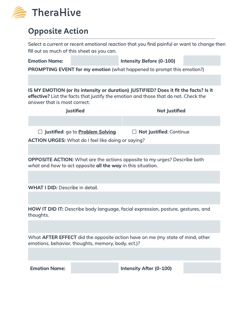 Emotion Regulation Worksheets