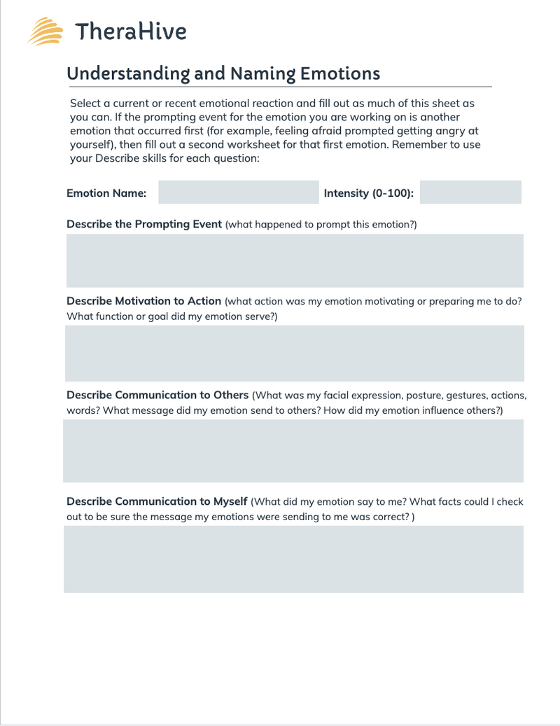 Emotion Regulation Worksheets