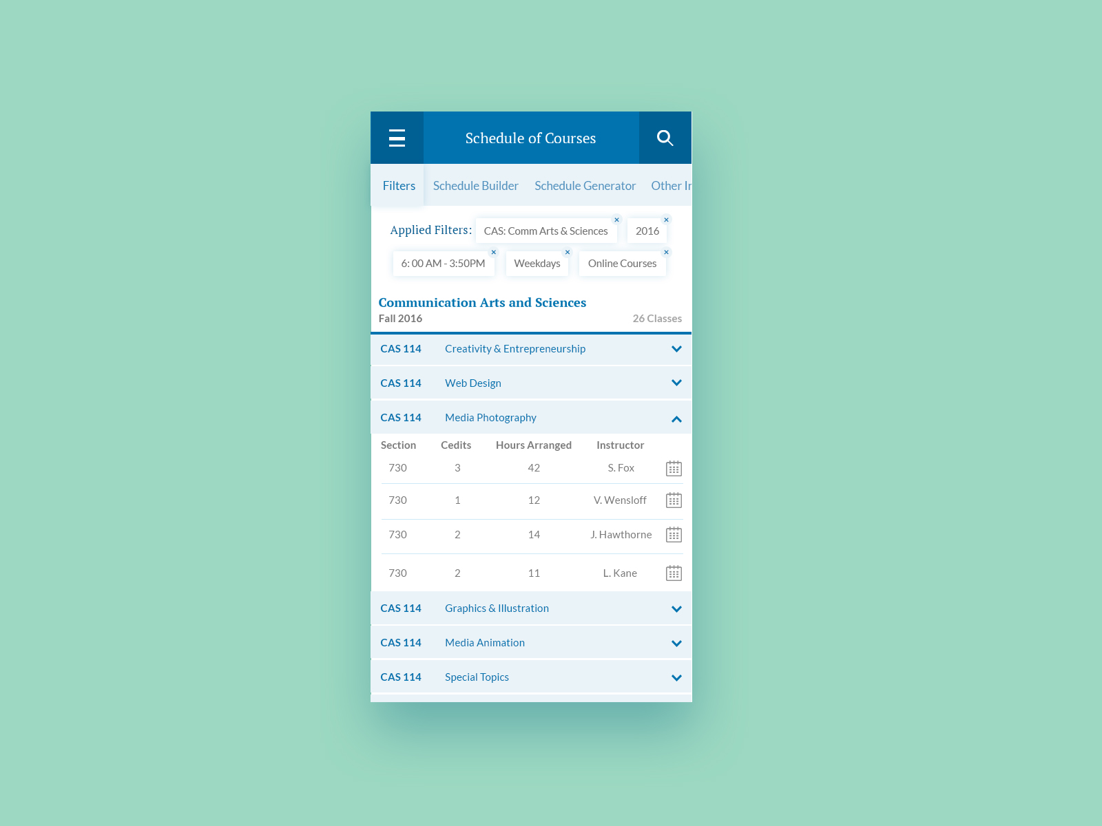UI Design Daily | Schedule