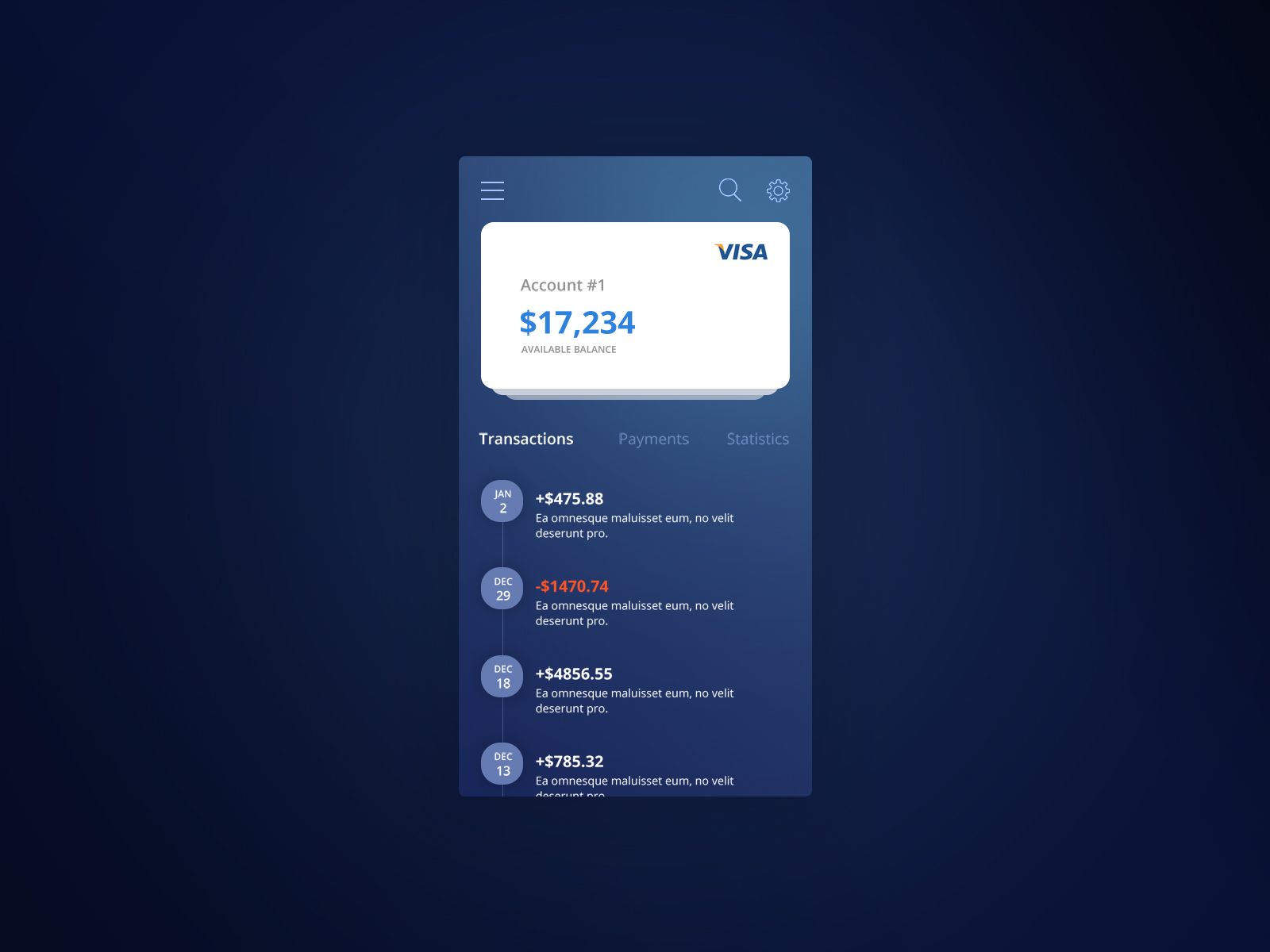UI Design Daily | Transactions