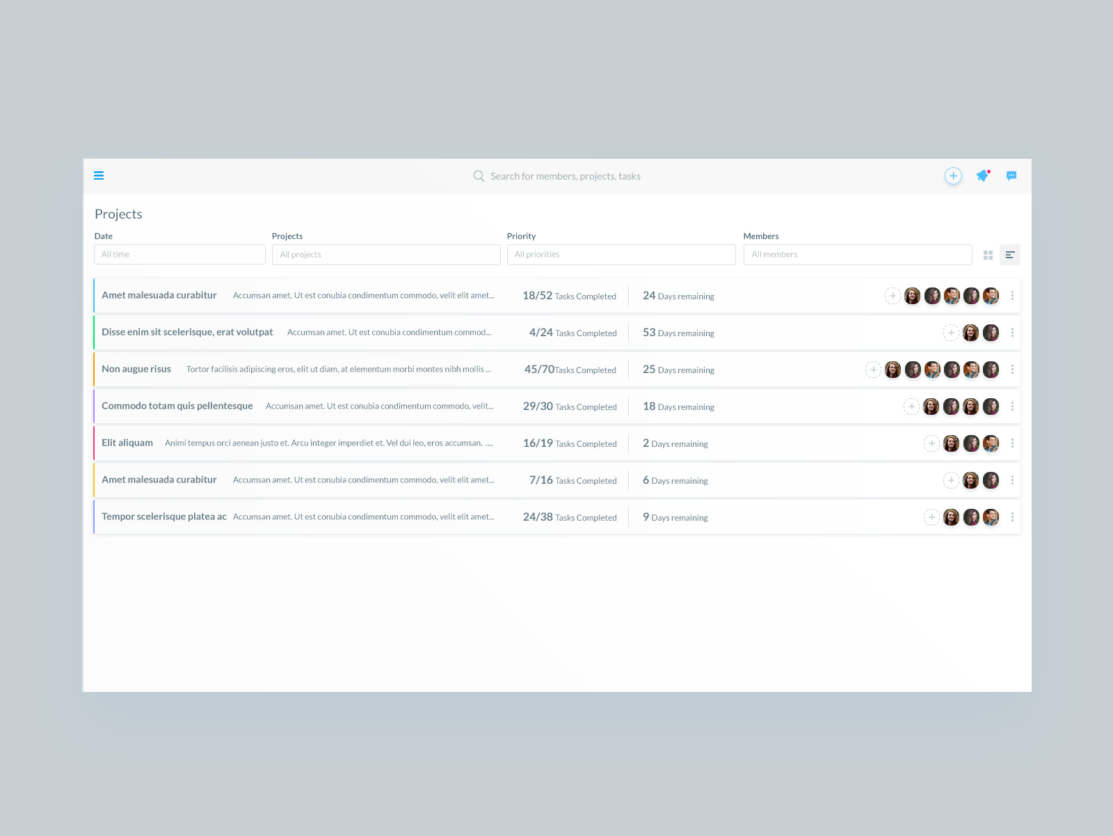 UI Design Daily | Projects Row View