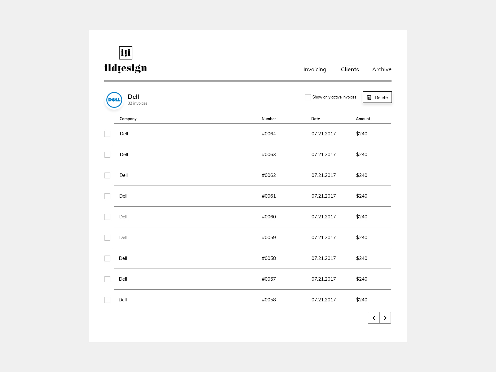 UI Design Daily | Invoice List