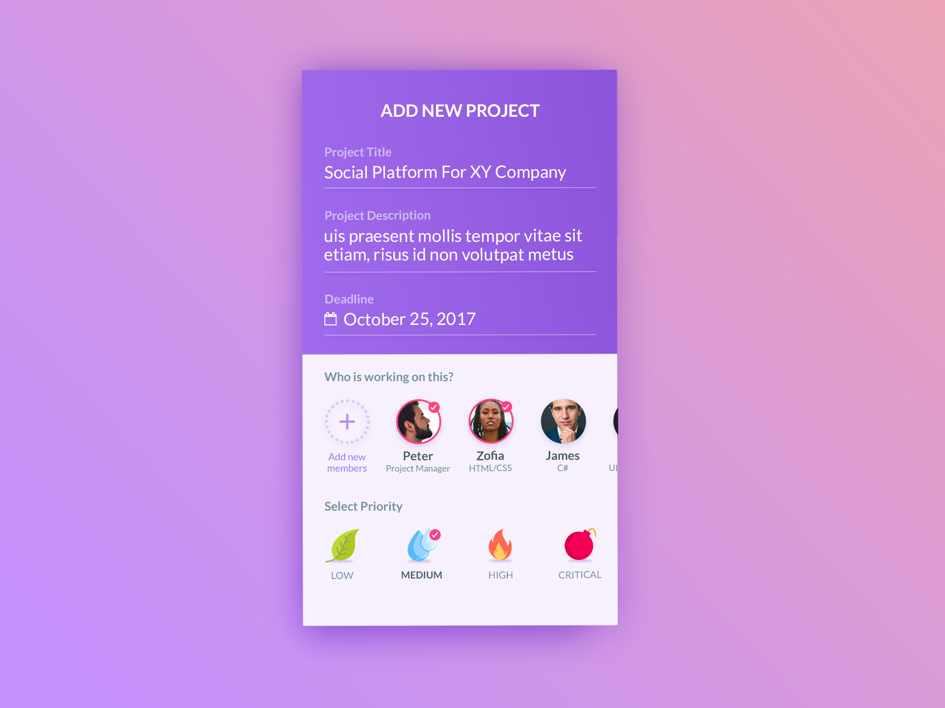 UI Design Daily | Add New Project