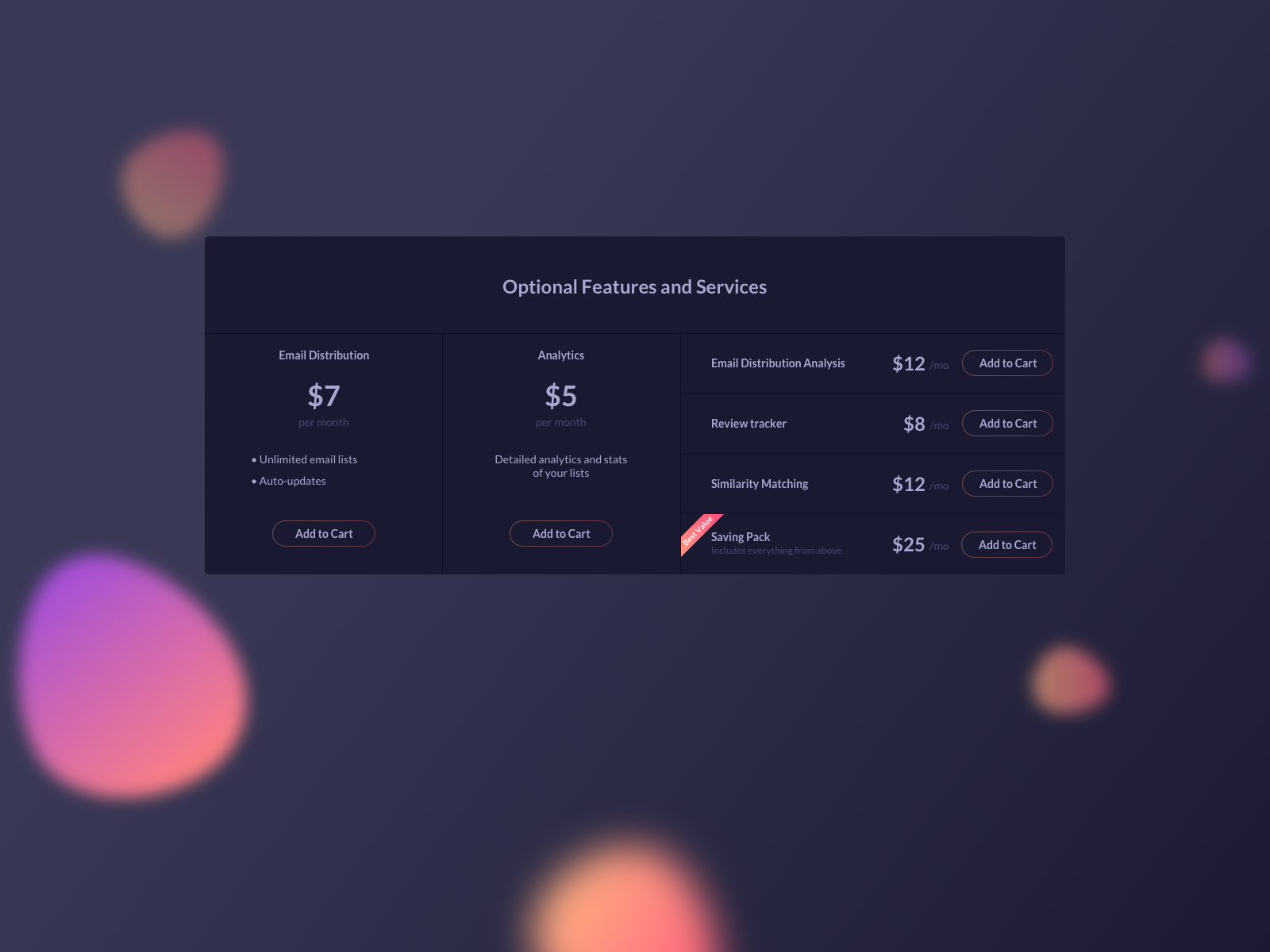 UI Design Daily | Optional Features
