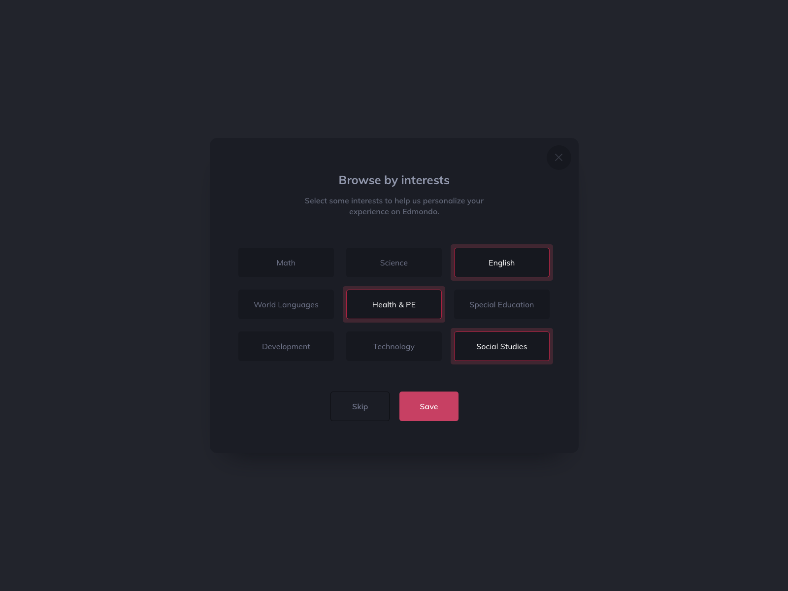 UI Design Daily | Select Interests