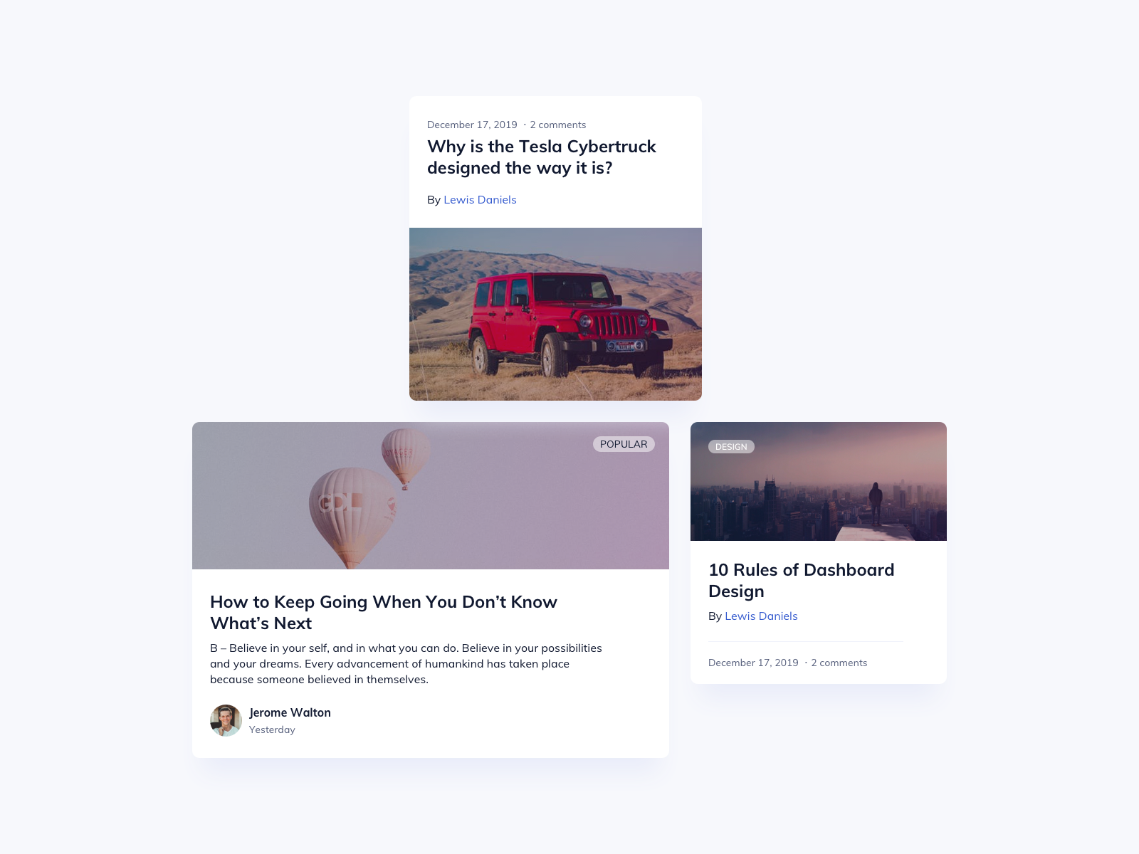 UI Design Daily | Blog Cards