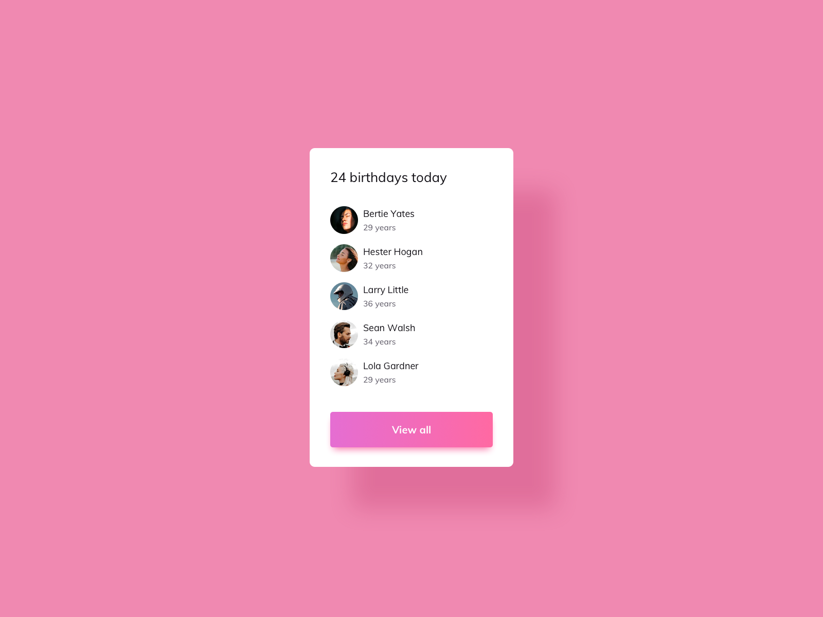 UI Design Daily | Birthdays