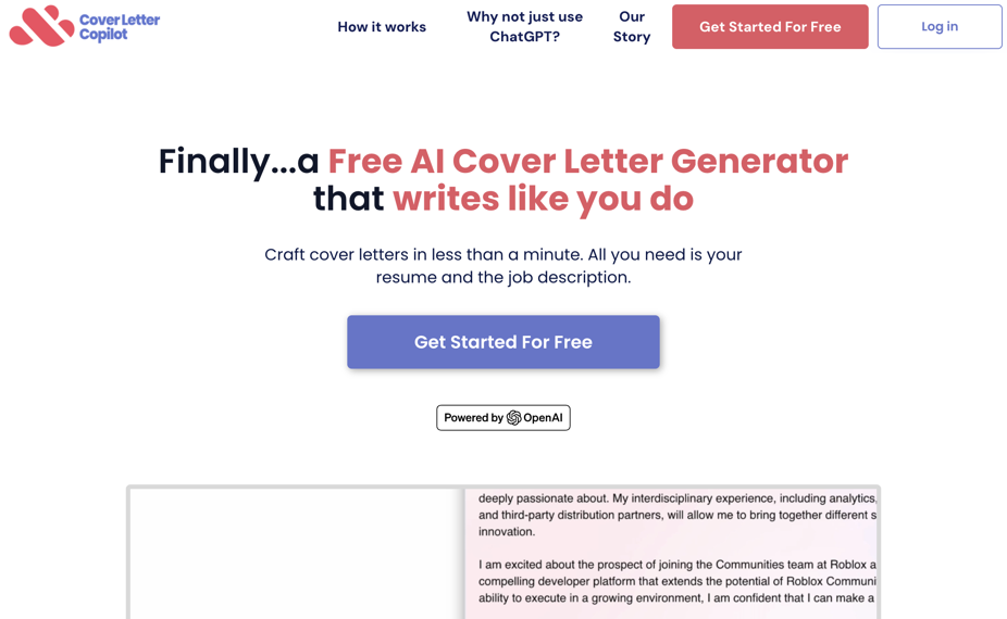 Create Personalized Cover Letters in Seconds with AI Tool