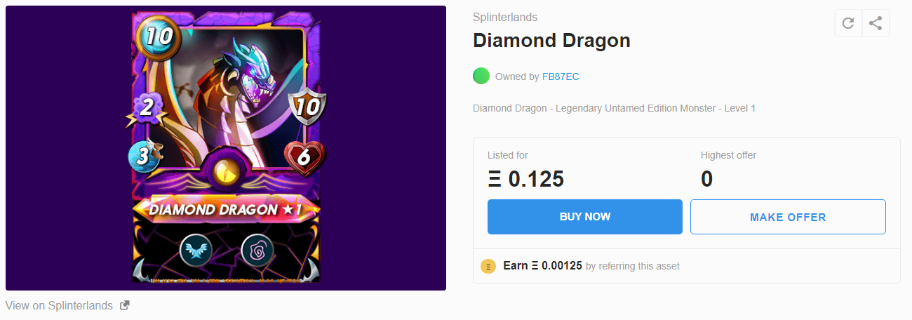 Splinterlands cards are now tradeable on OpenSea, with an exclusive legendary card on auction ...