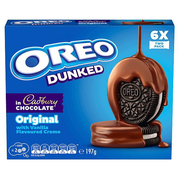 OREO Dunked in Cadbury Chocolate Original 6 Pack 197g - OREO New Zealand