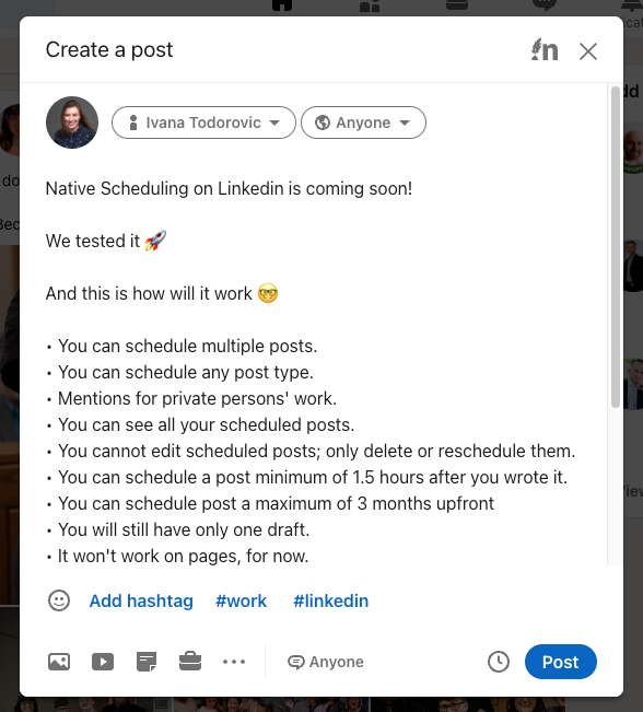 Exclusive: LinkedIn native scheduling is coming