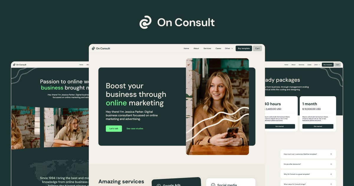 Start here | On Consult - Webflow Ecommerce website template