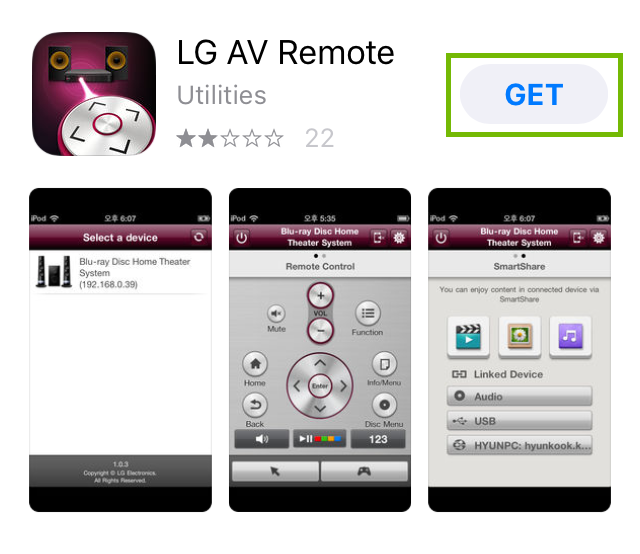 Install the App for Your LG BP-350