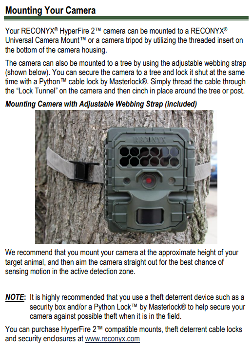 How to Mount the Reconyx HP2W HyperFire 2 Trail Camera