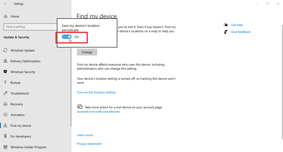 How to Set Up Find My Device in Windows 10