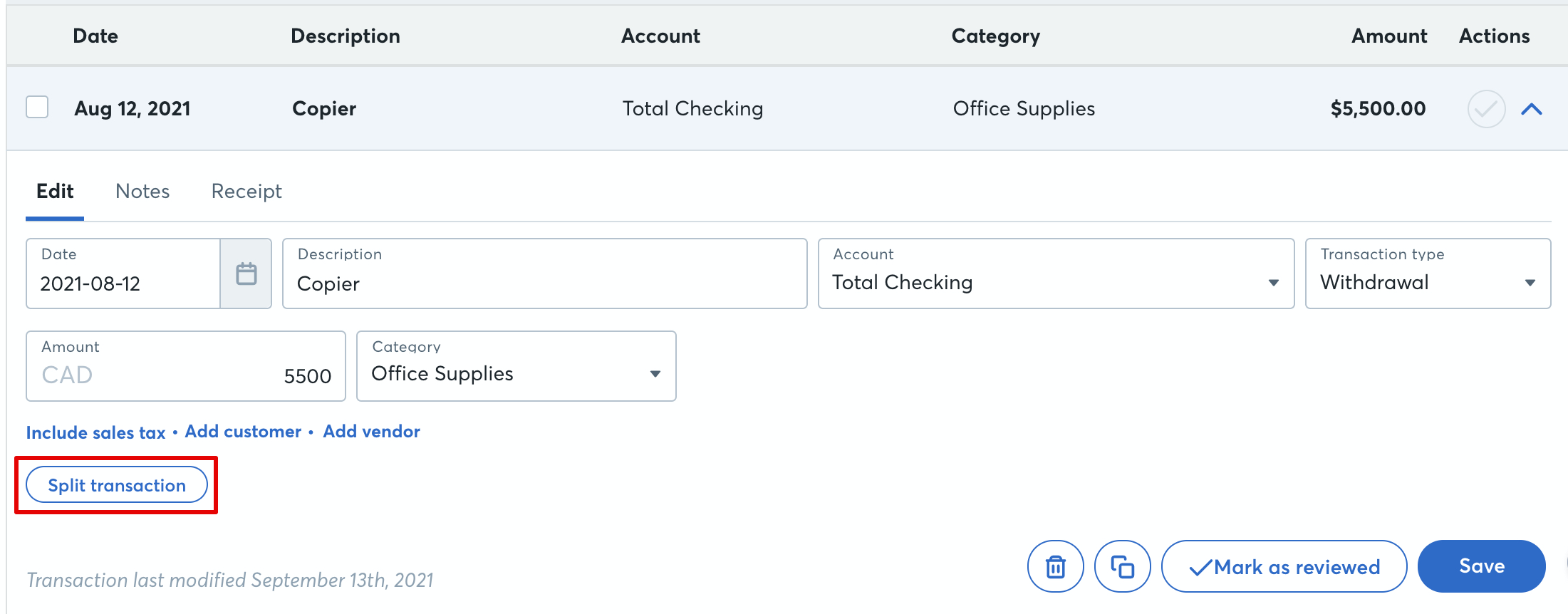 How to use the Transactions page on Wave Financial
