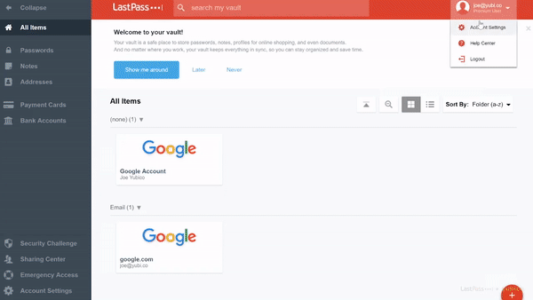 How to set up a YubiKey with LastPass