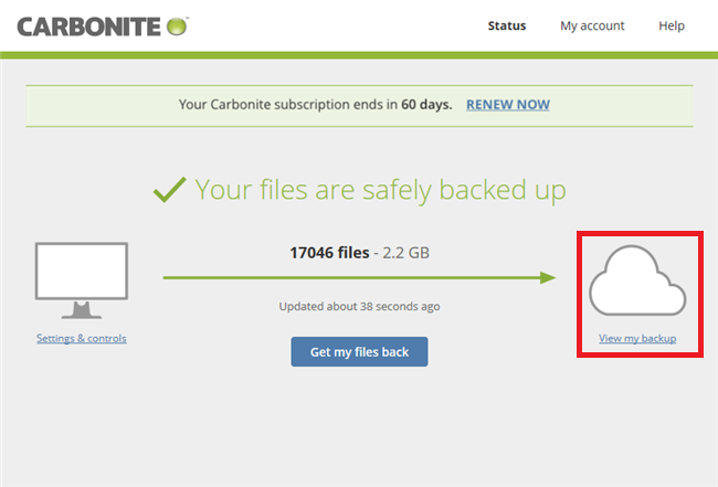 How to View/Locate and Download files from Carbonite Safe (online)