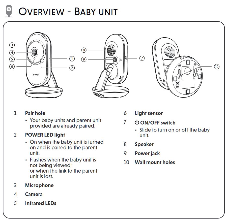 VM350 Baby monitor Setup Guide