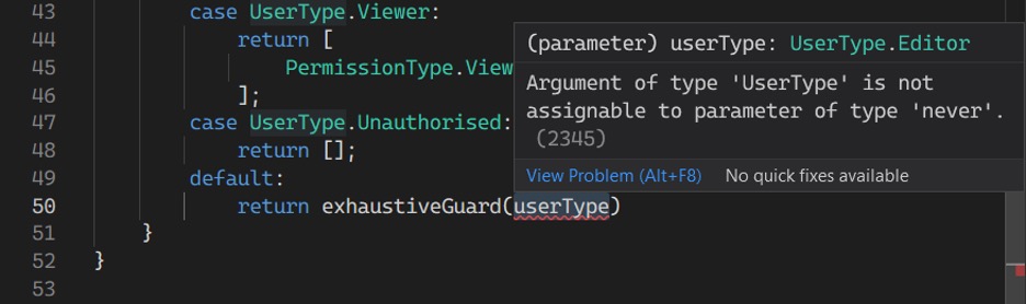 Safer Exhaustive Switch Statements in TypeScript Safer Exhaustive Switch Statements in TypeScript