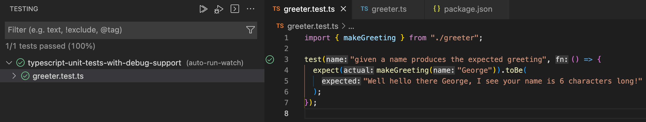 TypeScript Unit Tests with Debugging