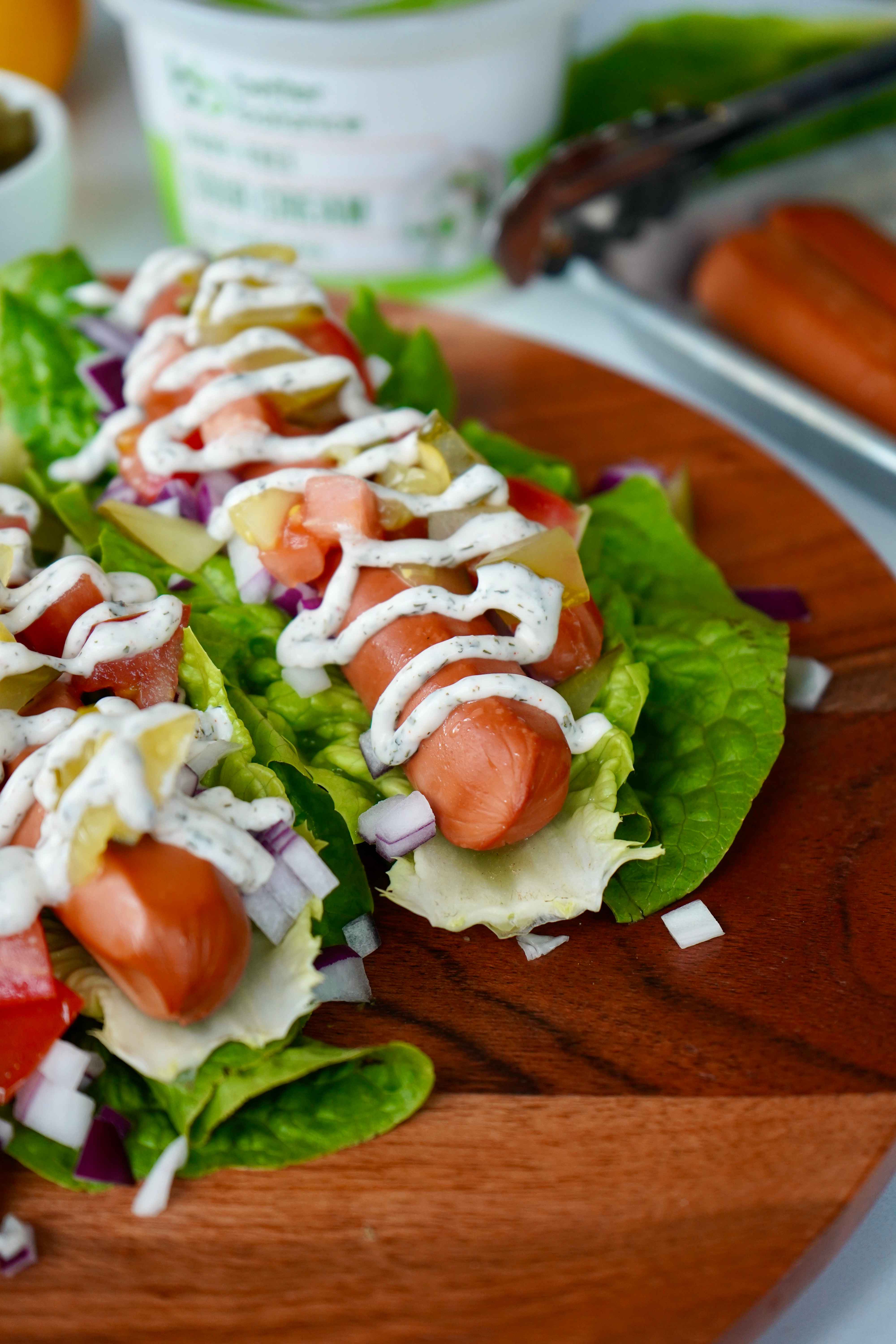 No Bun Plant-Based Ranch Hot Dogs