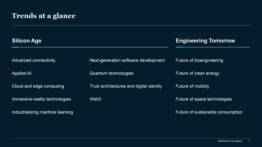 McKinsey | Agenda Slide | Slide 7 | McKinsey Technology Trends Outlook ...