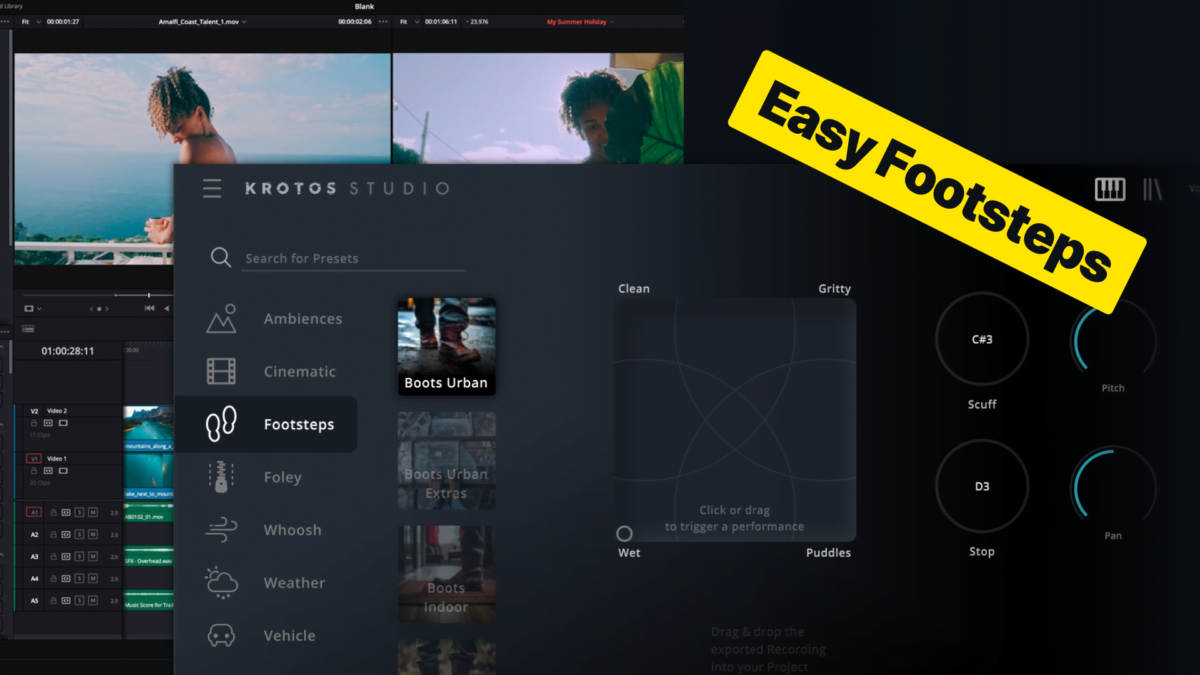 Adding Footsteps to a scene in DaVinci Resolve 18 with Krotos Studio ...
