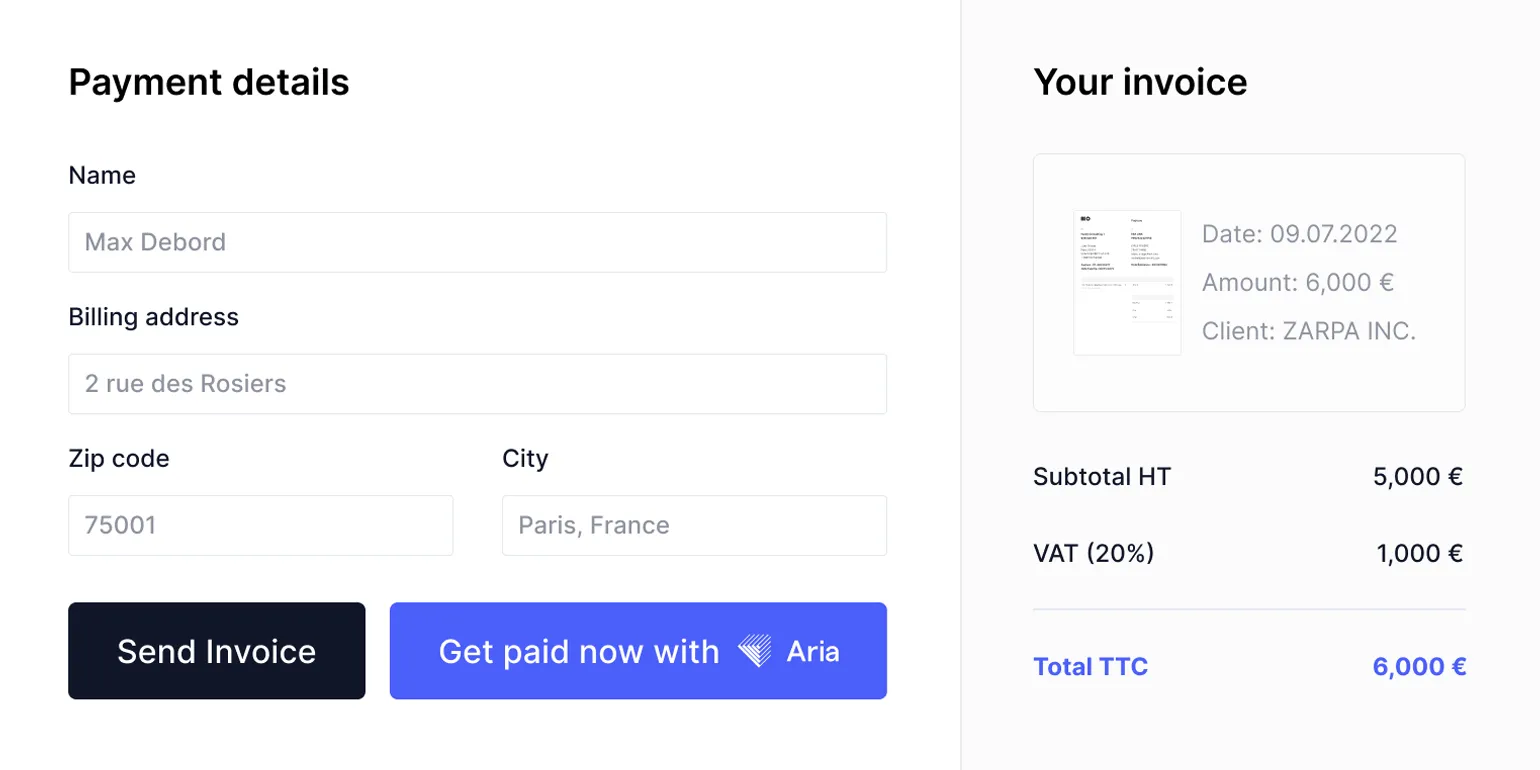 Aria | Embedded invoice financing.