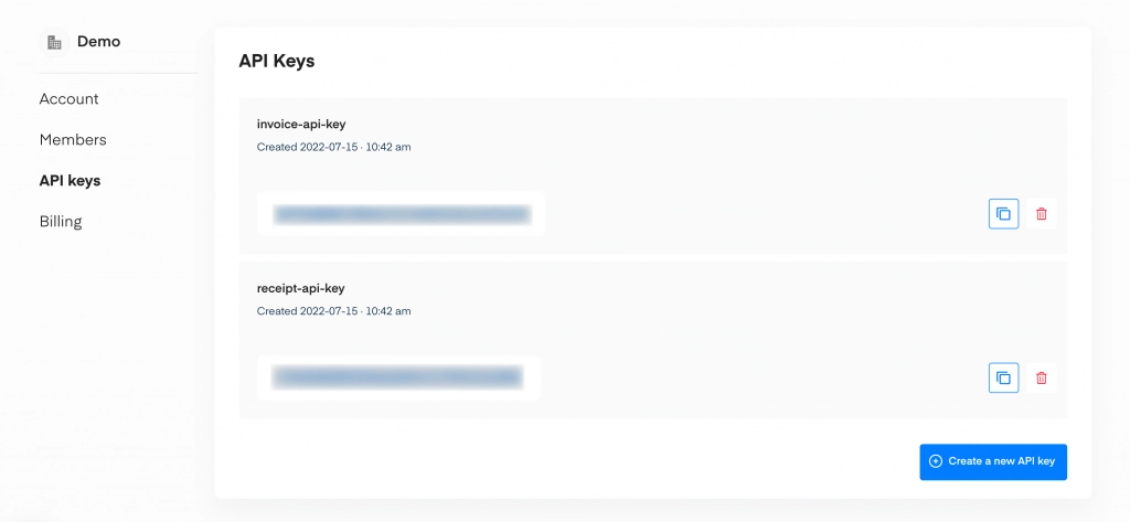 API Keys Management In Mindee - Mindee