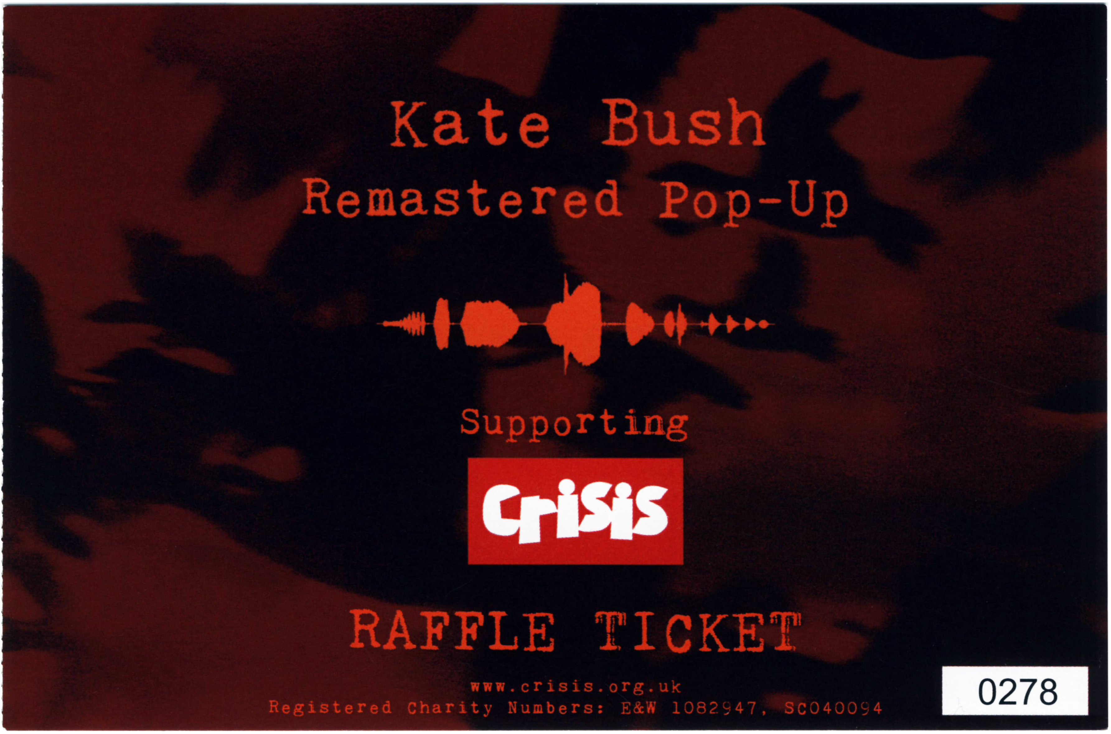 'Remastered Pop-Up' Raffle Ticket | Tours & Store | Kate Bush Collectibles