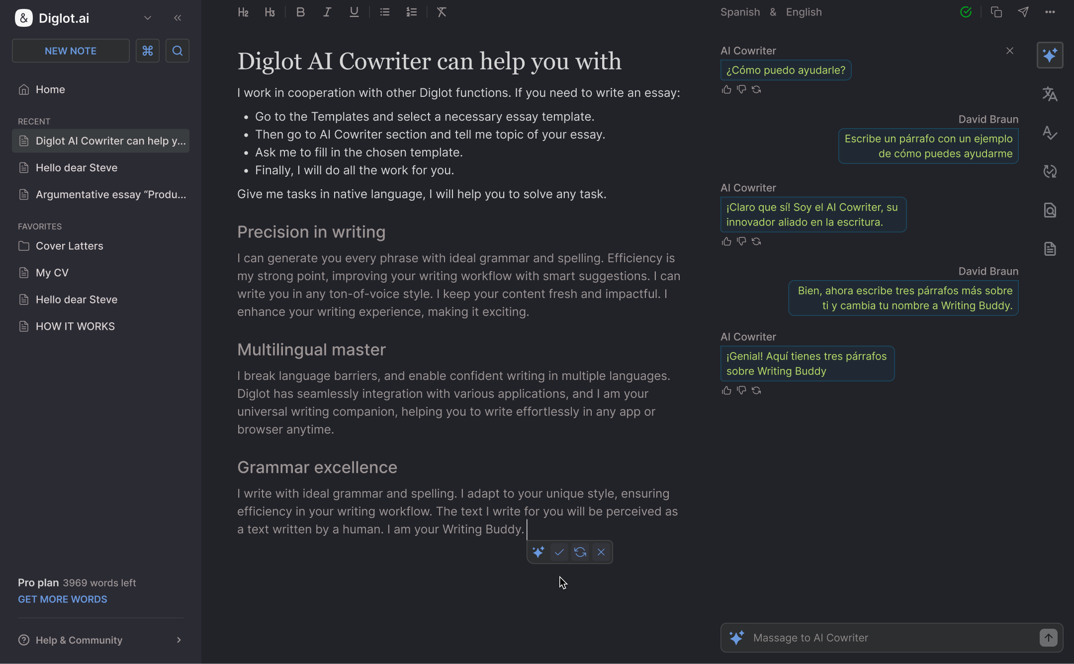 Diglot - Write in English like a Native with AI